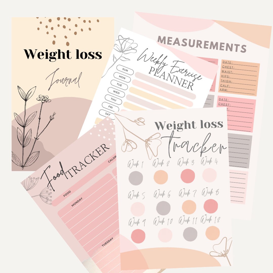 Printable Weekly Weight Loss Journal, Measurement Tracker, Weight Loss ...