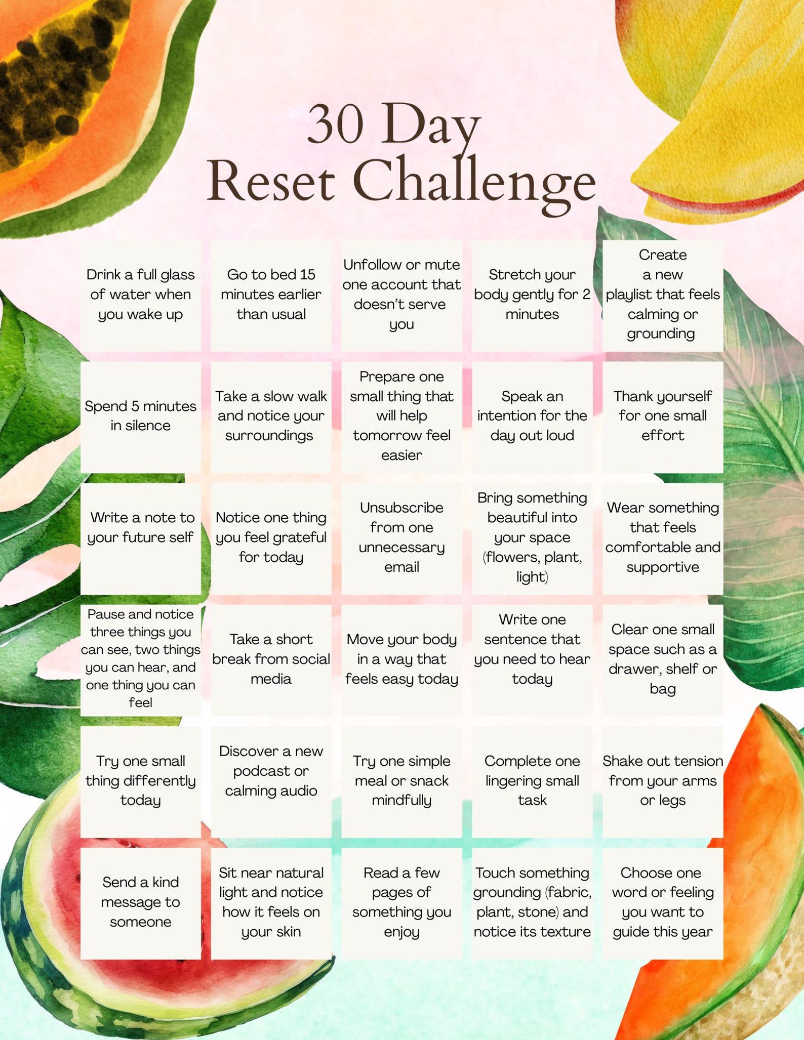 30 Day Sensory Reset Challenge Printable, Gentle Daily Habits ...