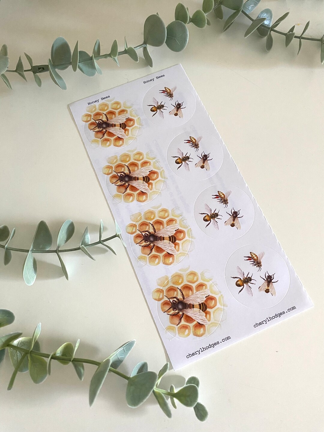 Honey Bees Sticker Sheet. Bee and Honeycomb Stickers, 8 Insect Labels ...