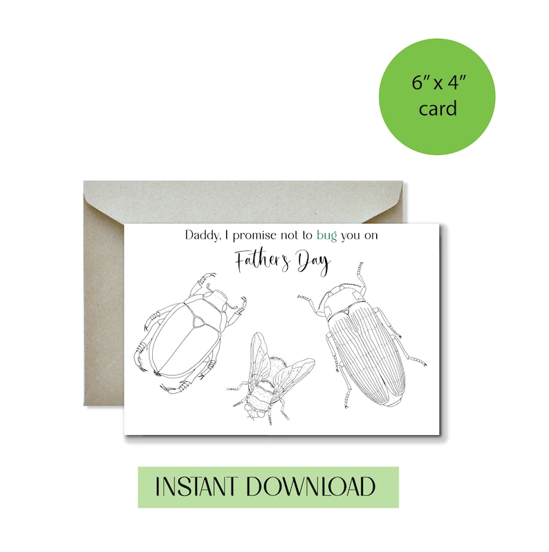 Fathers Day Colouring Card, Bug Card, Australian Insect Greeting Card ...