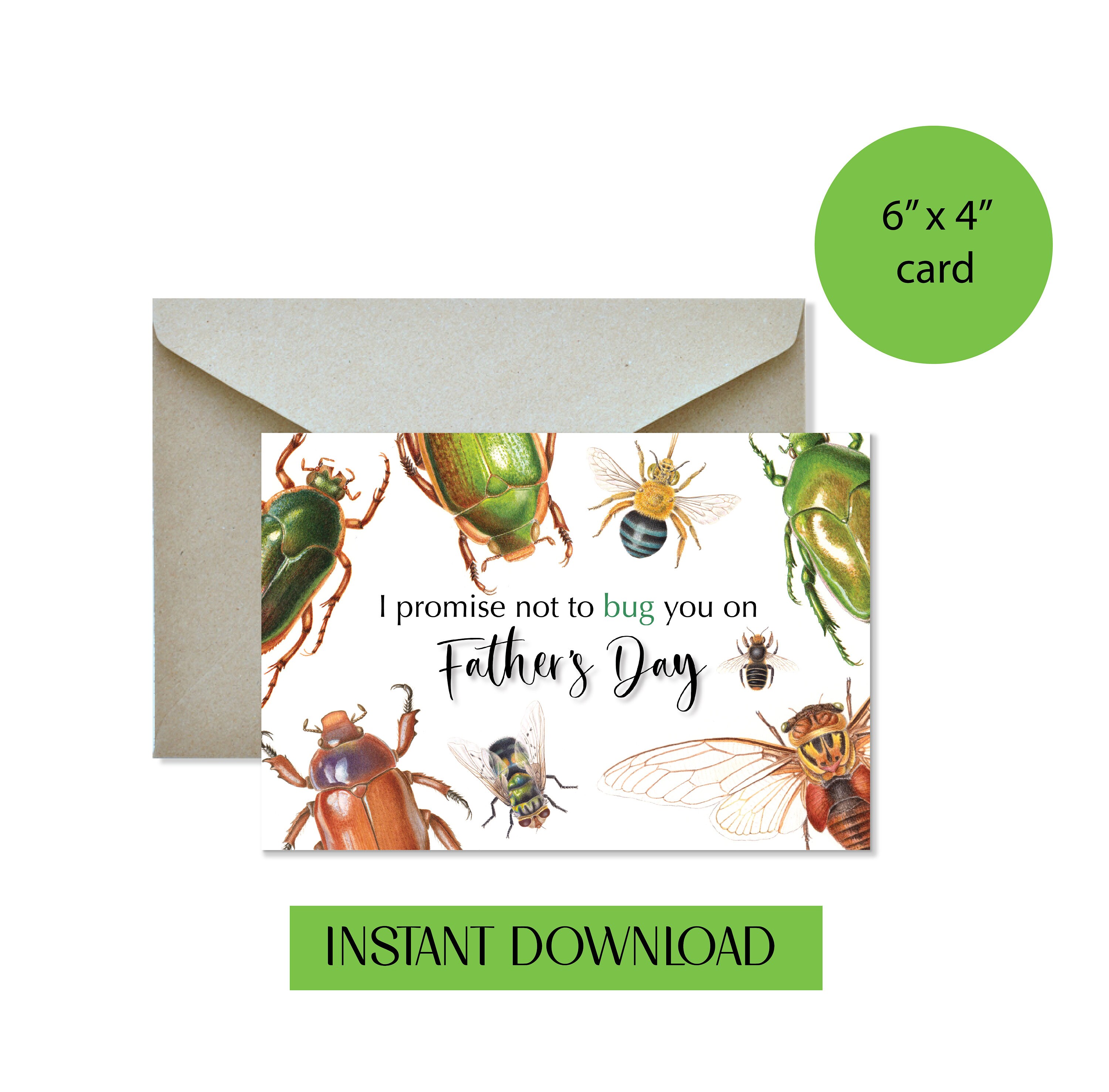 Fathers Day Printable Card Bug Card Australian Insect - Etsy Australia