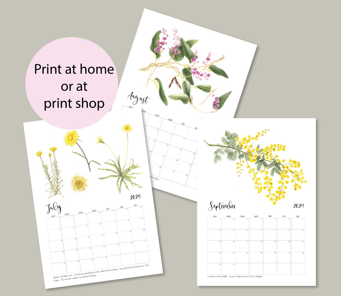 2024 Calendar Printable Australian Native Plants Monthly - Etsy