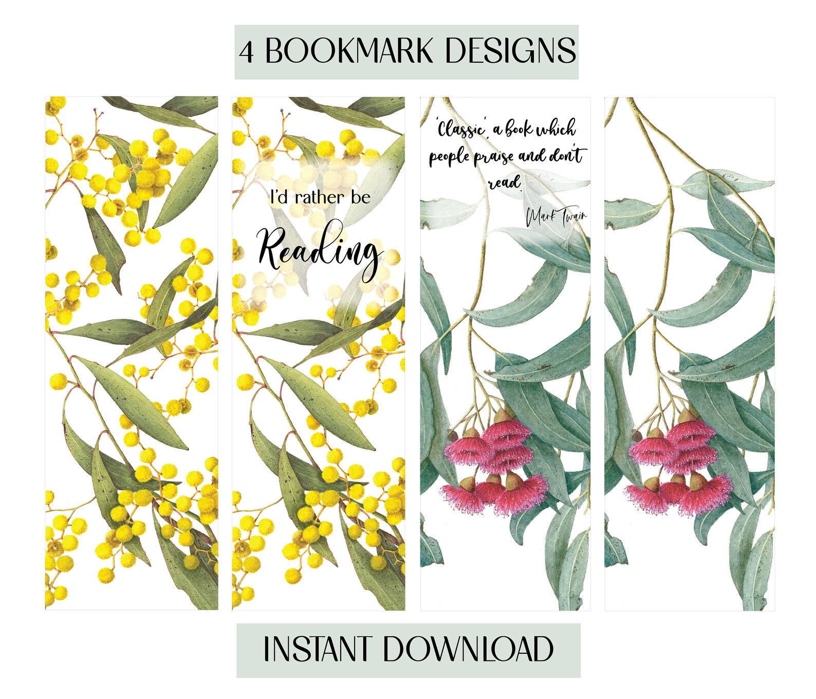 Bookmarks Printable, Australian Botanical Bookmarks Instant Download ...