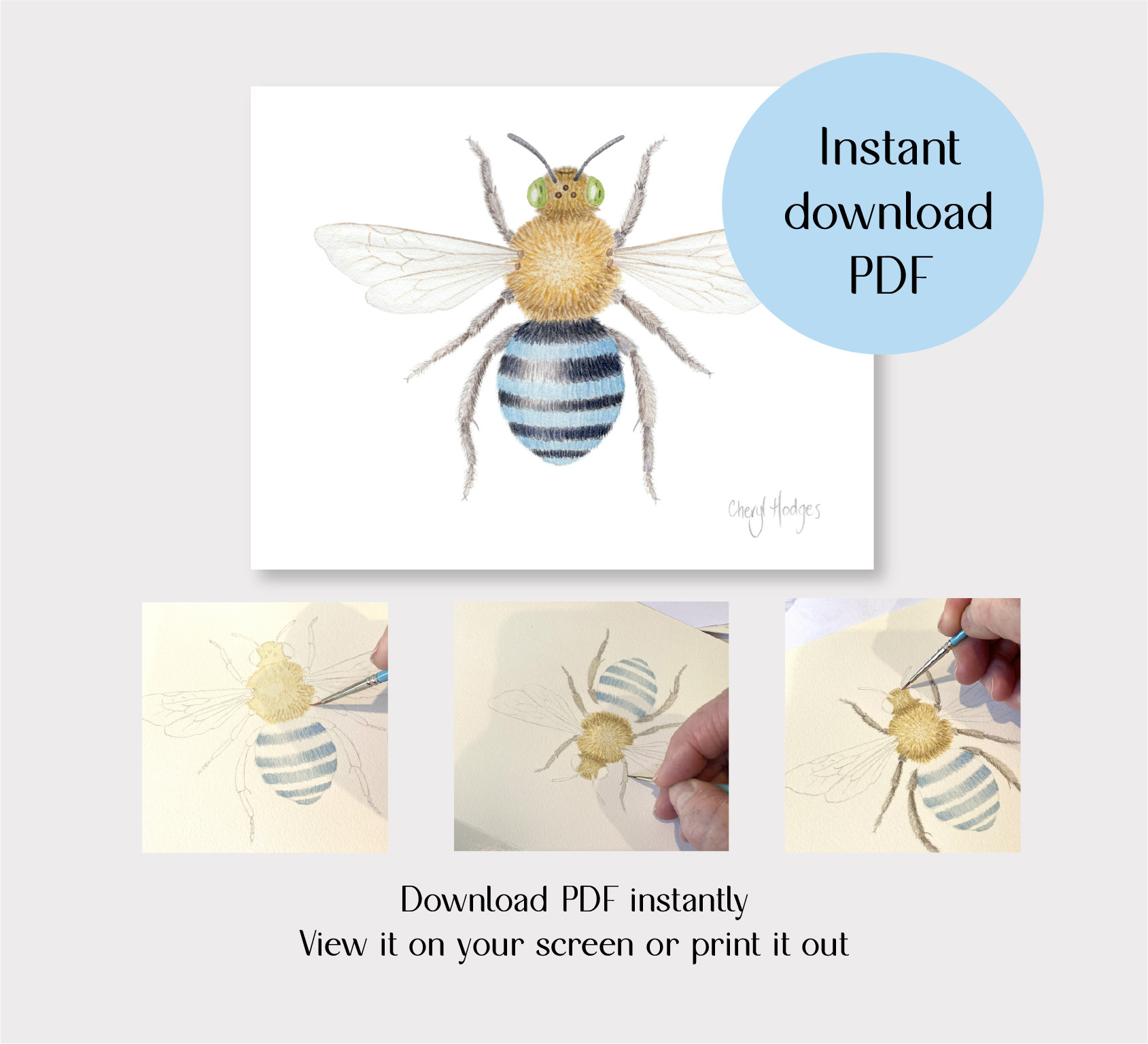 Blue Banded Bee Step by Step Guide Printable PDF Australian - Etsy