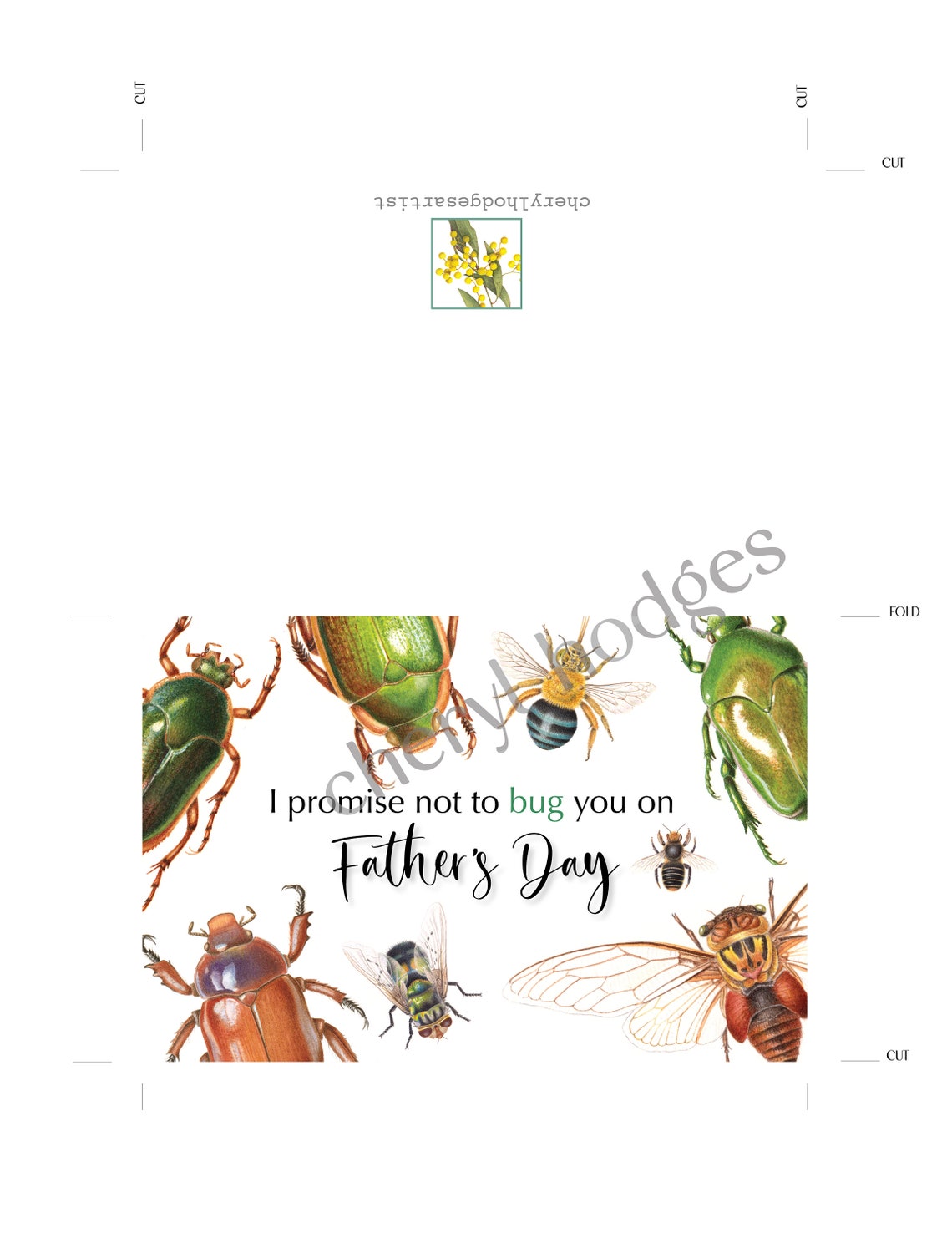 Fathers Day Printable Card Bug Card Australian Insect - Etsy Australia