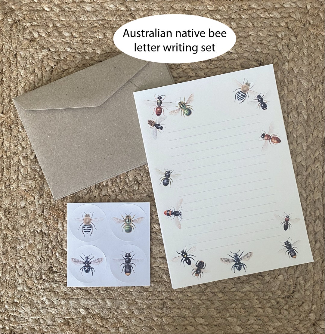 Australian Native Bees Letter Writing Set – Watercolor Stationery With ...