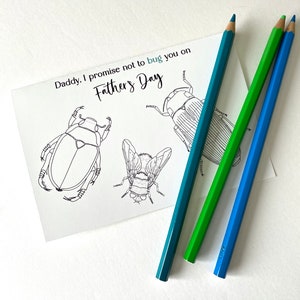Fathers Day Colouring Card, Bug Card, Australian Insect Greeting Card ...