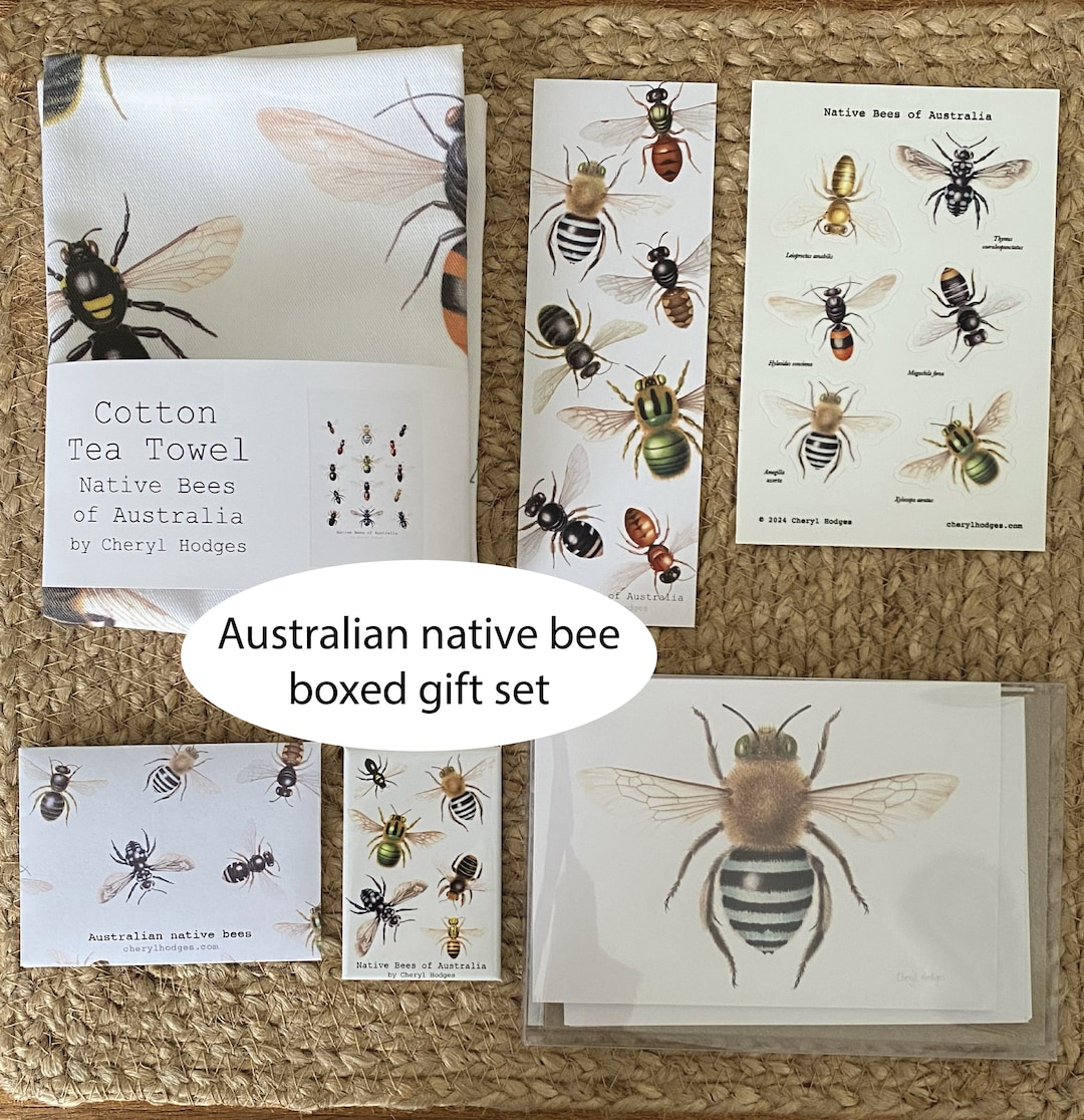 Native Bees of Australia Boxed Gift Set - Tea Towel, Boxed Card Set ...