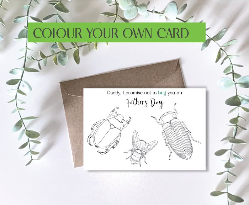 Fathers Day Colouring Card, Bug Card, Australian Insect Greeting Card ...