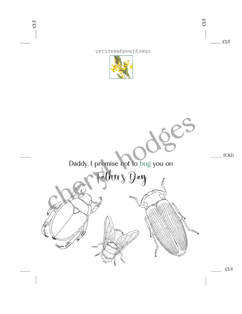 Fathers Day Colouring Card, Bug Card, Australian Insect Greeting Card ...