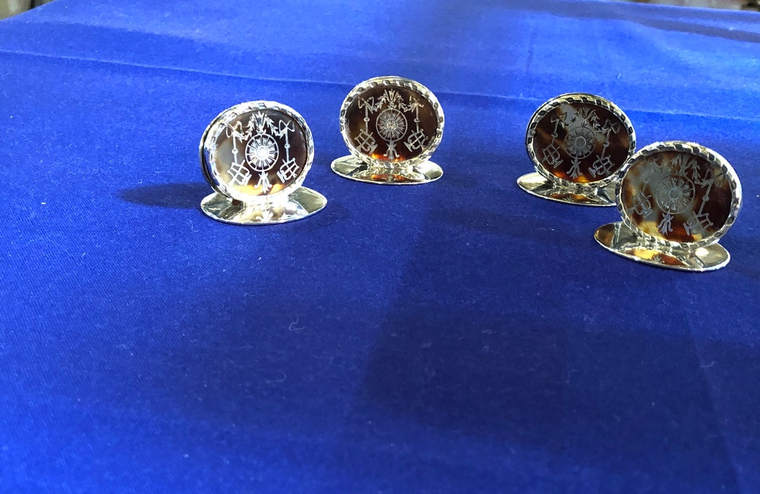Tortoise Shell and Silver Menu Holders by William Comyns - Etsy