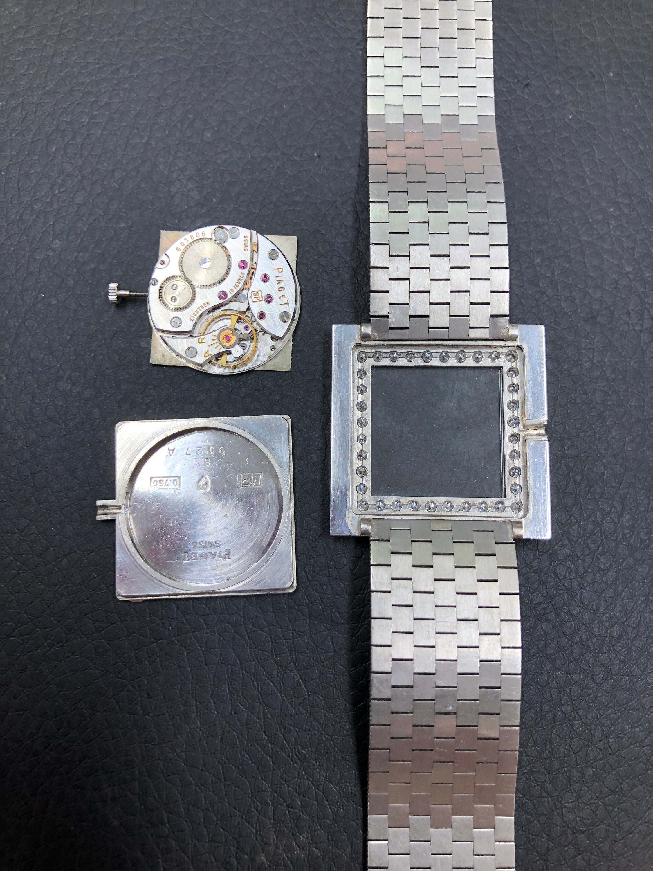 Square 18 Carat Gold Piaget Watch and Bracelet - Etsy