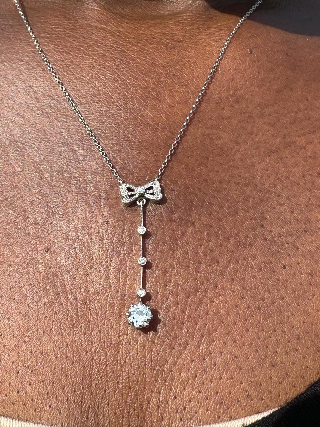Vintage 14carat White Gold Diamond Negligee Pendant - Etsy