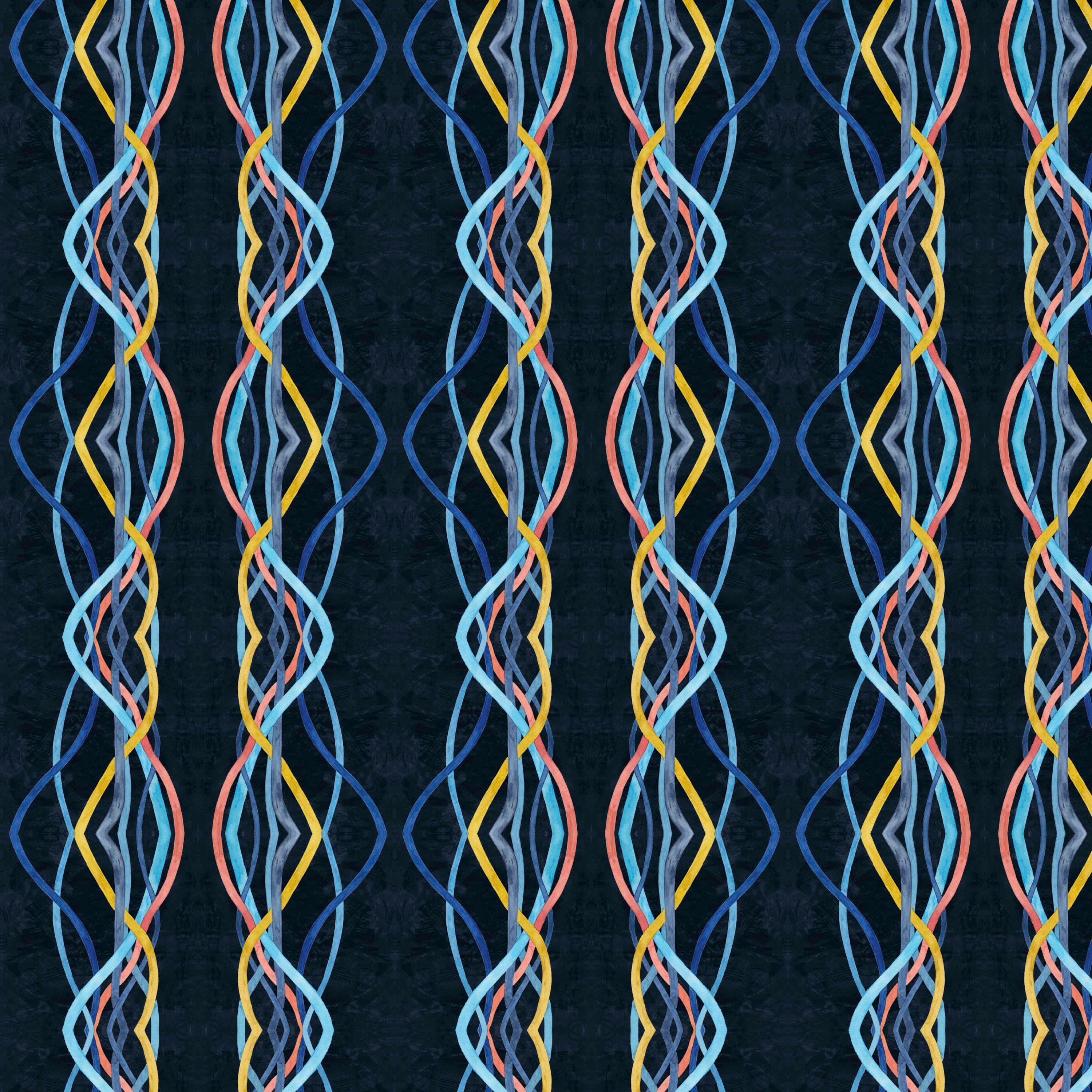 Estampado abstracto de colores vivos sobre fondo azul oscuro | Etsy