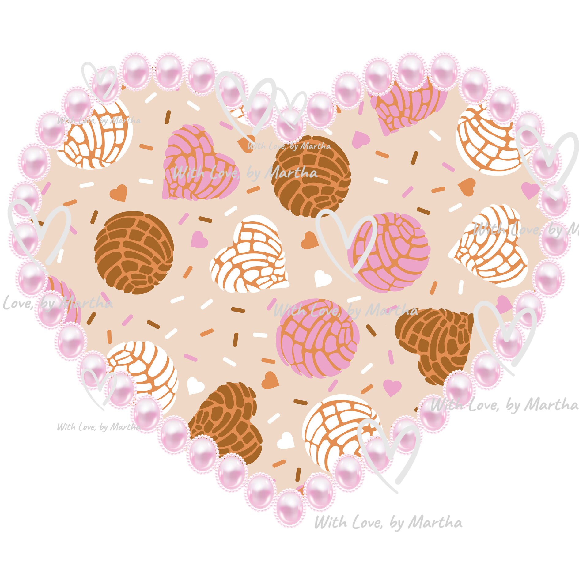 Concha PNG, Latin Concha Svg, Hearts and Pastry Download, Corazon De ...