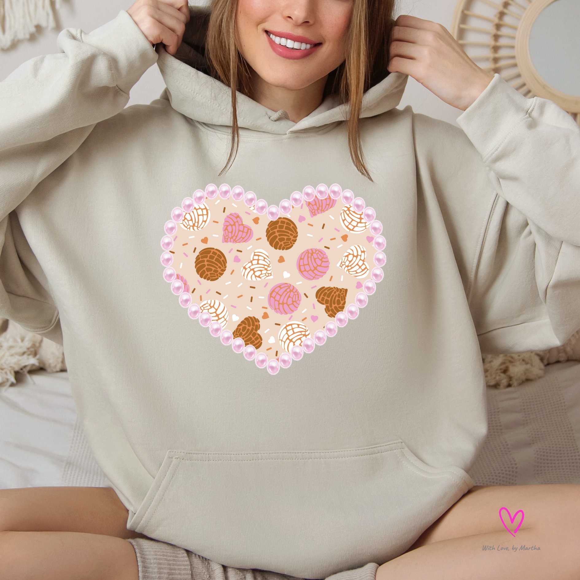 Concha Heart PNG: Latin Valentine's Day Concha Design With Pearls ...