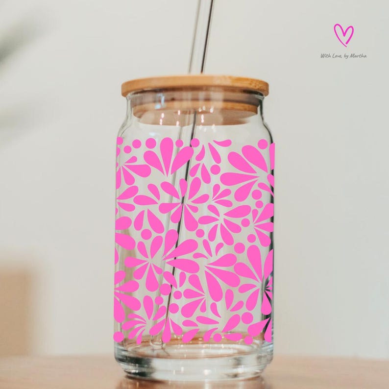 Mexican Talavera UVDTF Wrap, Pink Pattern Wrap, Mexican Embroidery ...