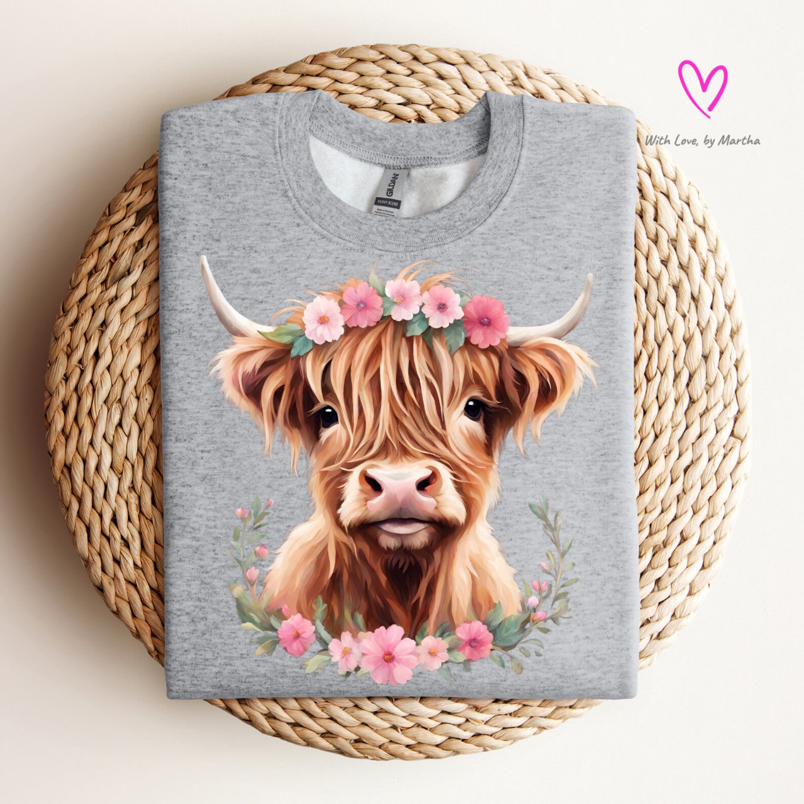 Baby Highland Cow PNG, Spring Flowers Calf Design, Very Demure Cow ...