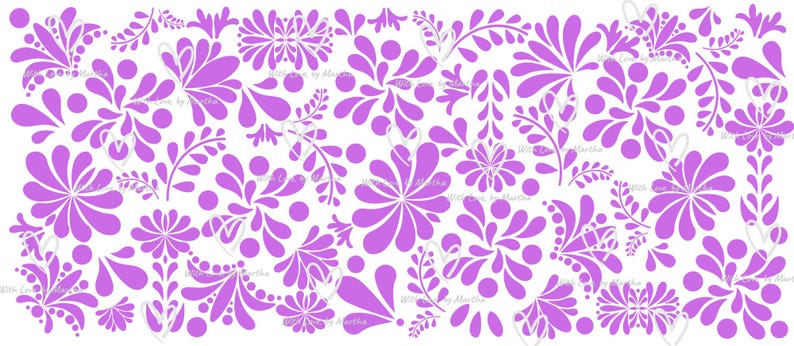 Violet Mexican Talavera Wrap Png, Talavera Pattern Svg, Mexican Flower ...