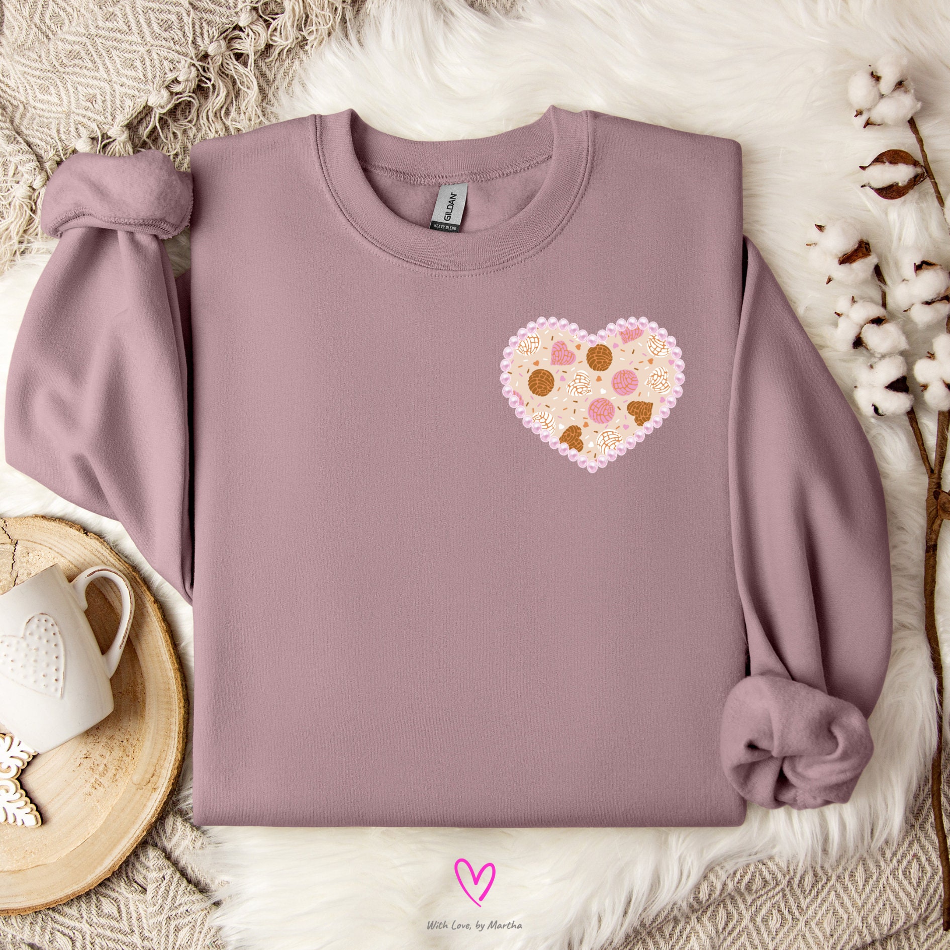 Concha Heart PNG: Latin Valentine's Day Concha Design With Pearls ...
