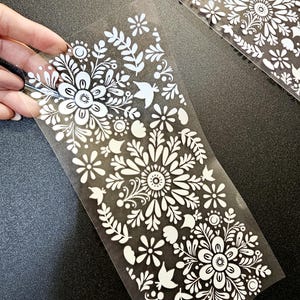 Mexican White Talavera UVDTF Wrap, Flower Snowflake Pattern Wrap ...