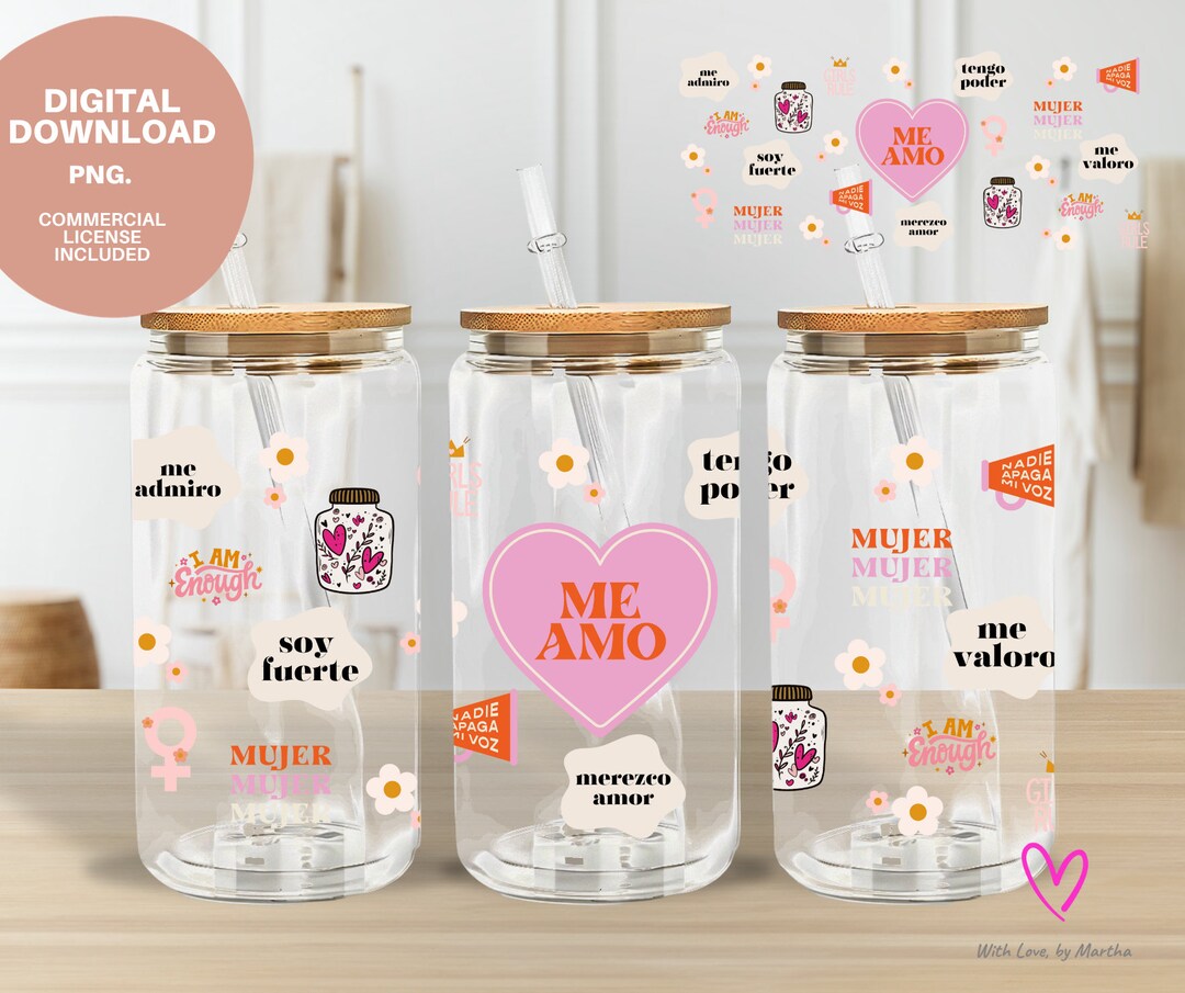 Self Love Png, Amor Propio, Self Love Affirmation 16oz Libbey Glass Can ...