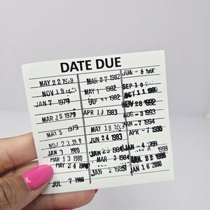 Library Checkout Card Vinyl Sticker, Due Date Book Sticker, Bookish ...
