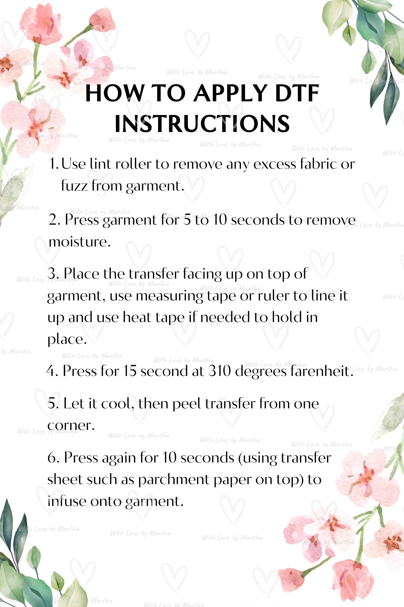How to Apply DTF & UVDTF Transfer Instructions: Printable Pressing ...