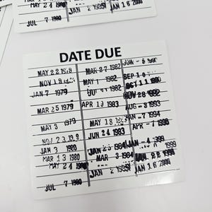 Library Checkout Card Vinyl Sticker, Due Date Book Sticker, Bookish ...