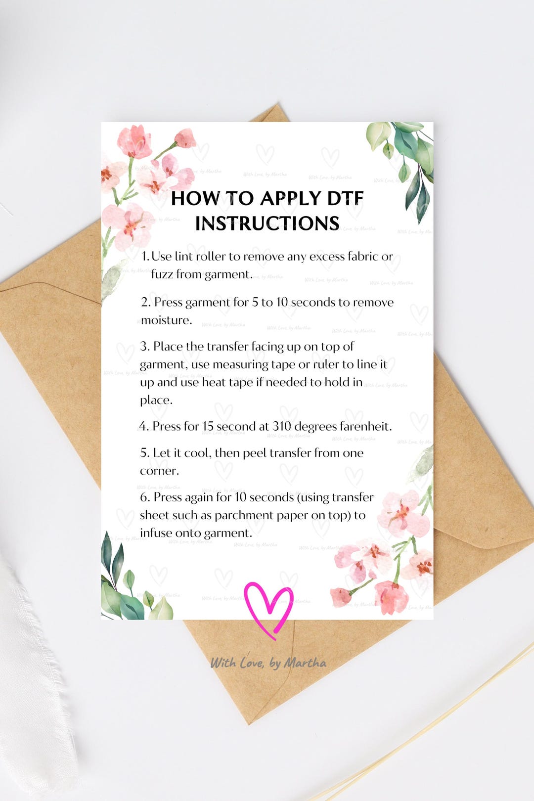 DTF & UVDTF Transfer Instructions: Printable Pressing Guide (PNG ...