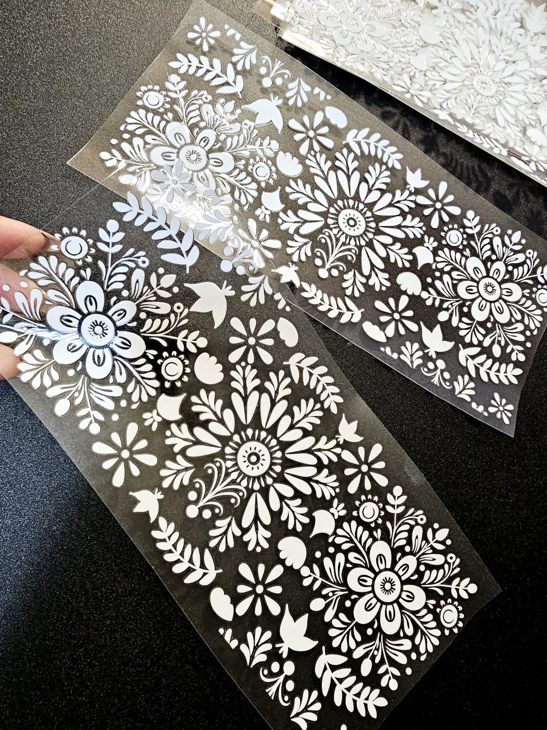 Mexican White Talavera UVDTF Wrap, Flower Snowflake Pattern Wrap ...