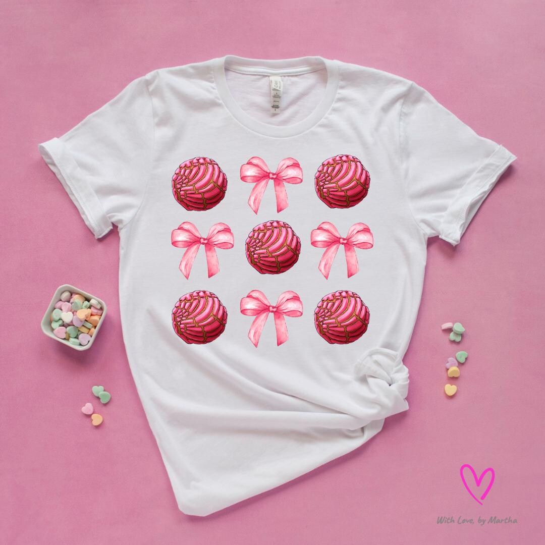 Conchas and Pink Bows Png, Demure Pattern, Mexican Pastries and Bows ...