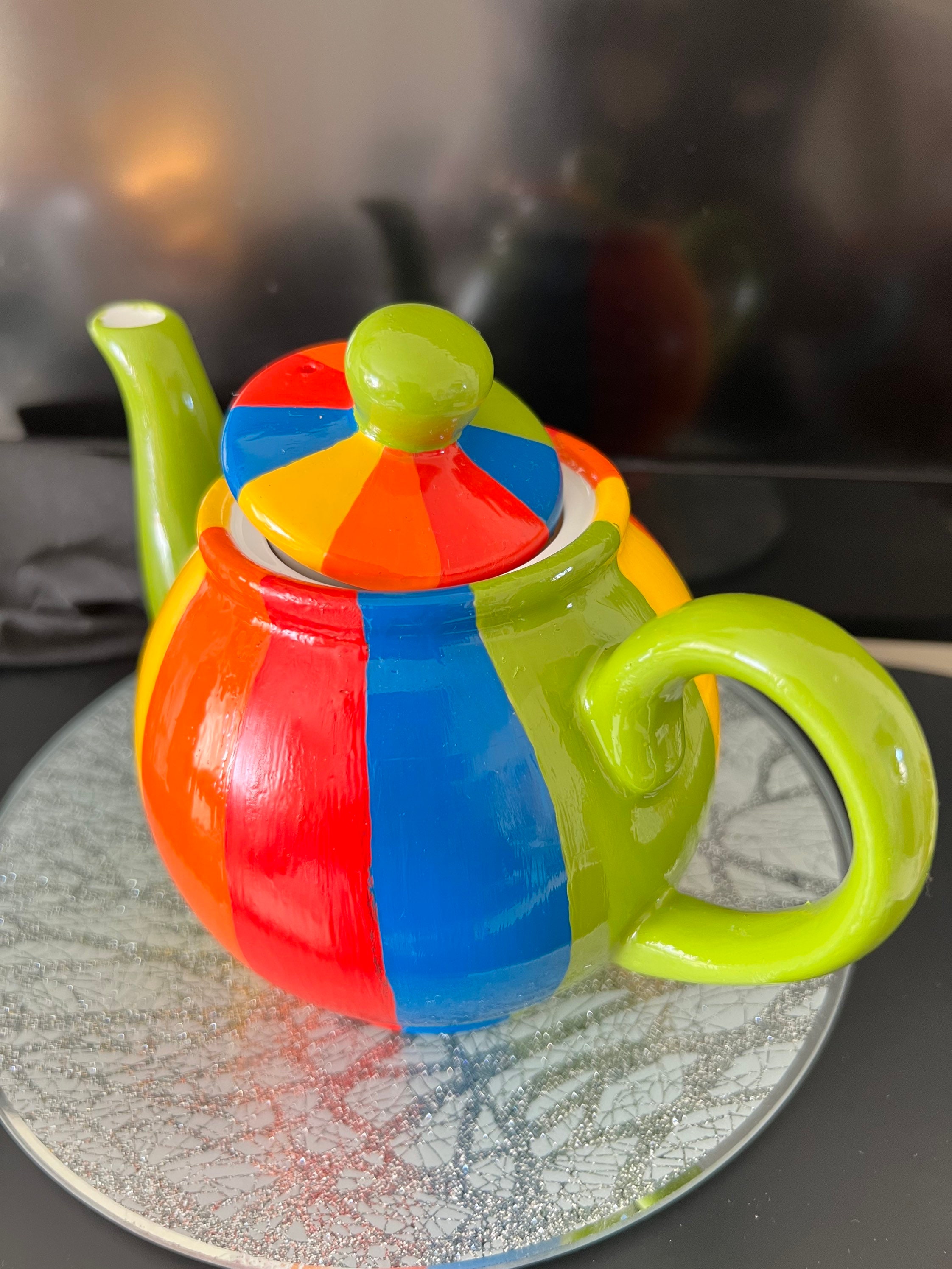Rainbow Teapot Hand Painted 2 Cup Teapot Colourful Teatime Treat ...