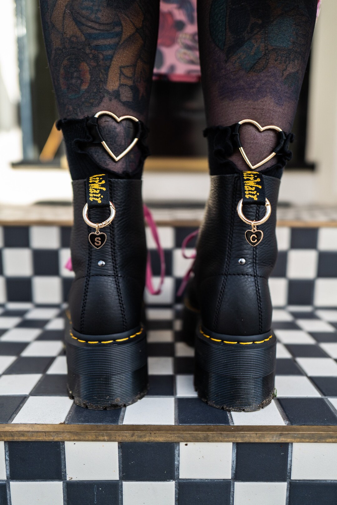 Black Heart Letter Boot Charms - Etsy