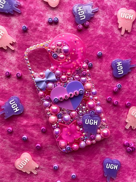 Nope Hot Pink & Purple Decoden Phone Case - Etsy