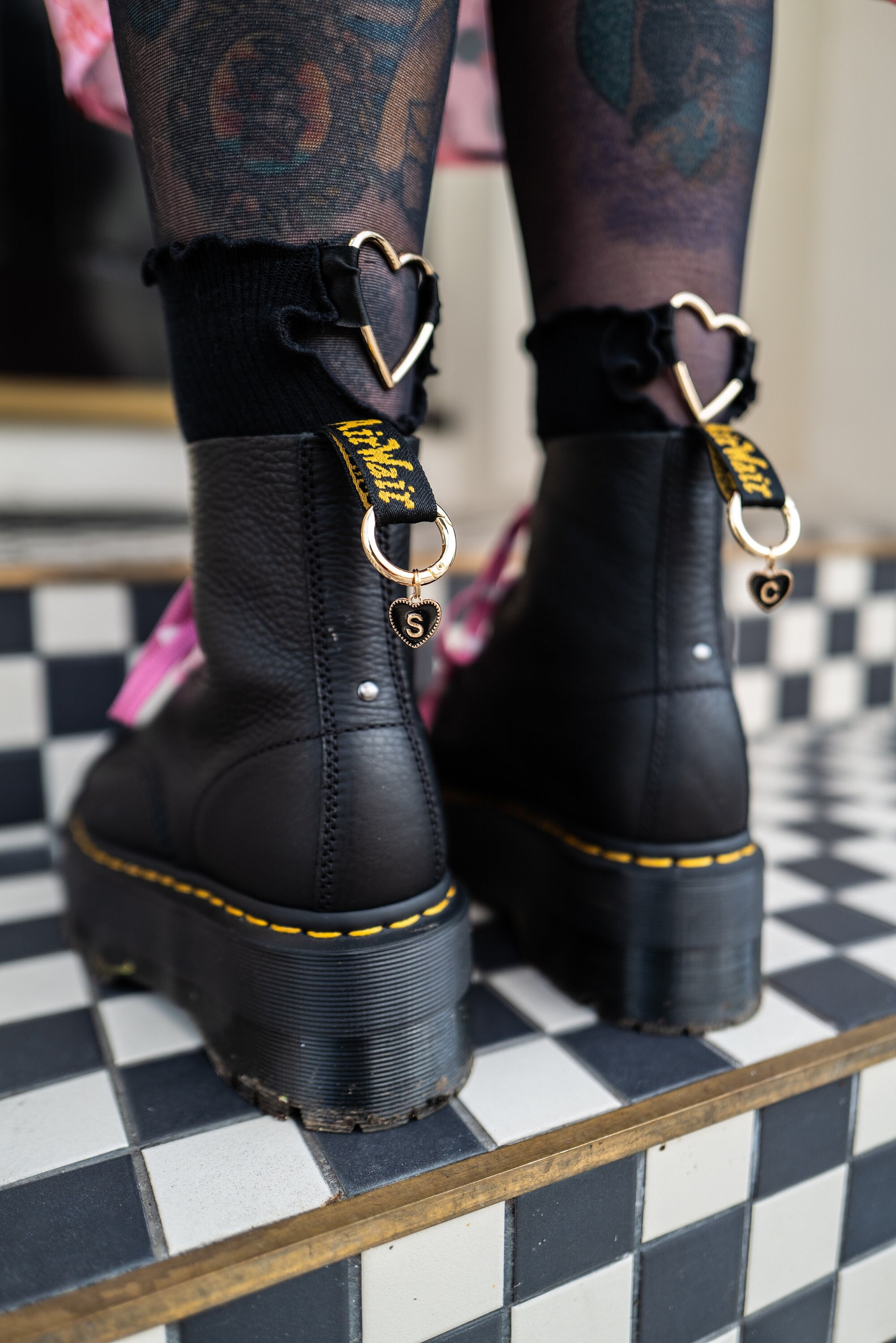 Black Heart Letter Boot Charms - Etsy
