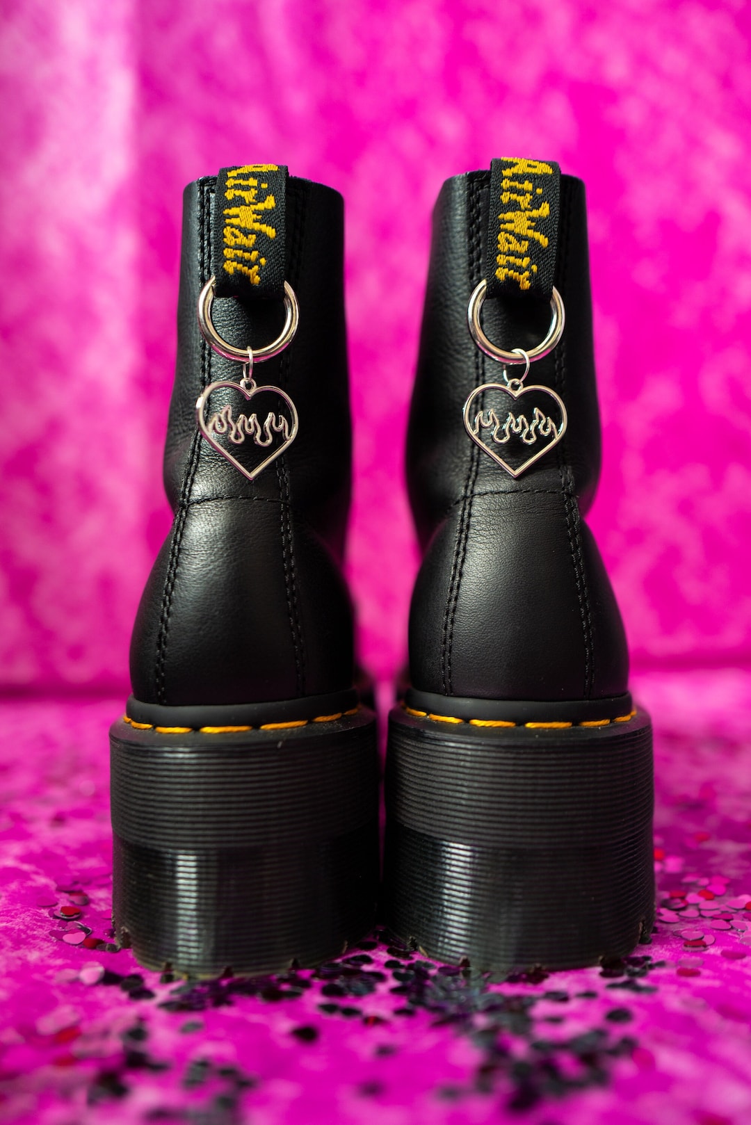 Flamin Heart Silver Boot Charms - Etsy UK