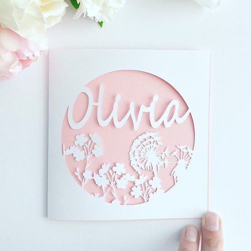 Personalised Floral Wildflower Papercut Name Card Wedding / - Etsy