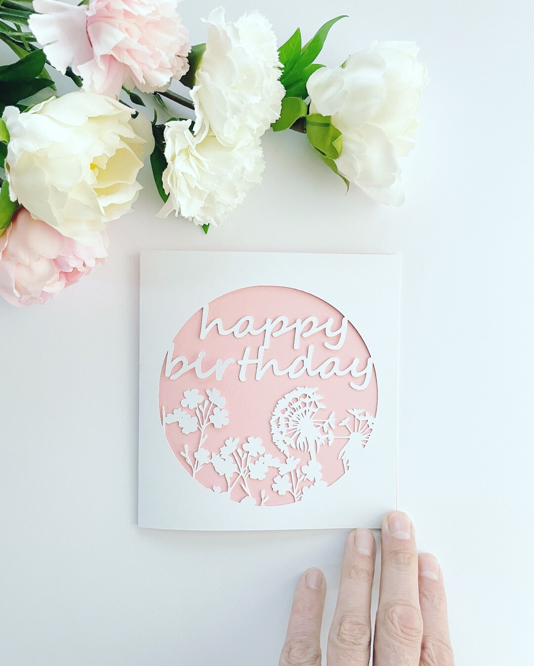 Floral Papercut Happy Birthday Card Birthday Card for Her - Etsy