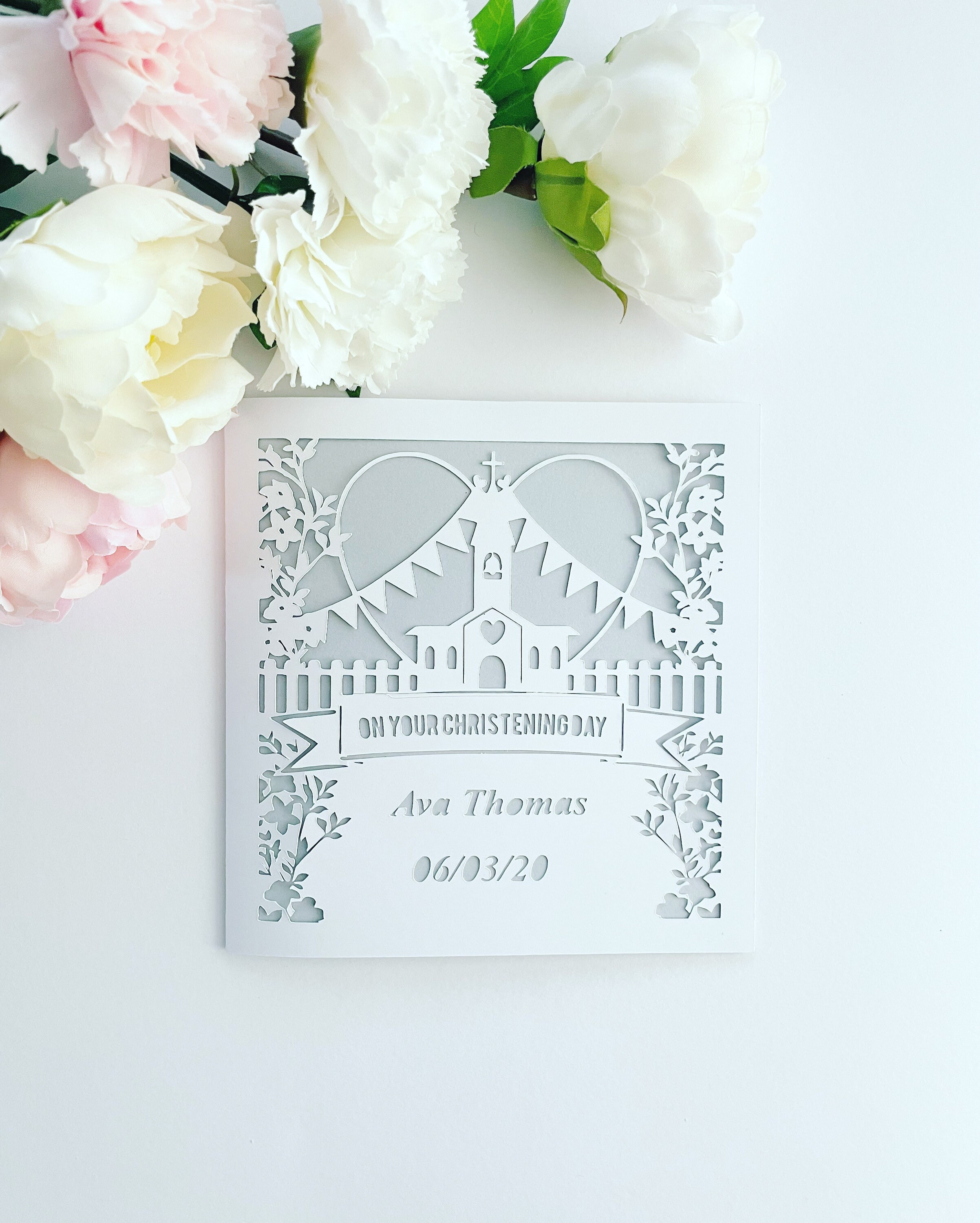 Personalised Christening Papercut Name Card Christening Card - Etsy Canada