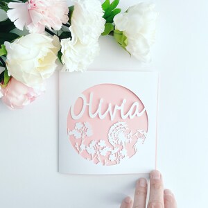 Personalised Floral Papercut Name Card, Wedding Card, Anniversary Card ...