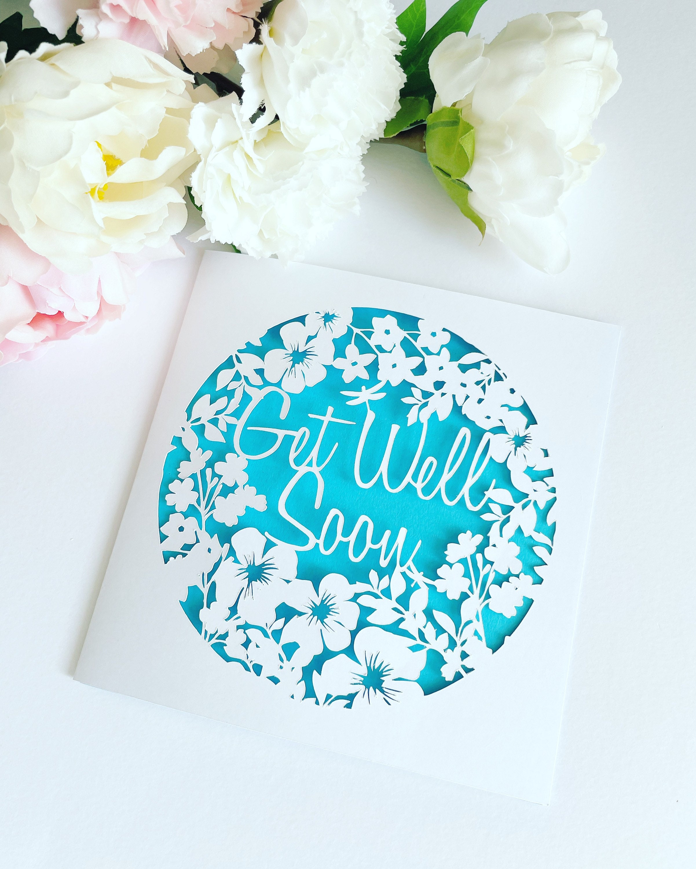 Floral Get Well Soon Papercut Card Thinking of You Card Best - Etsy