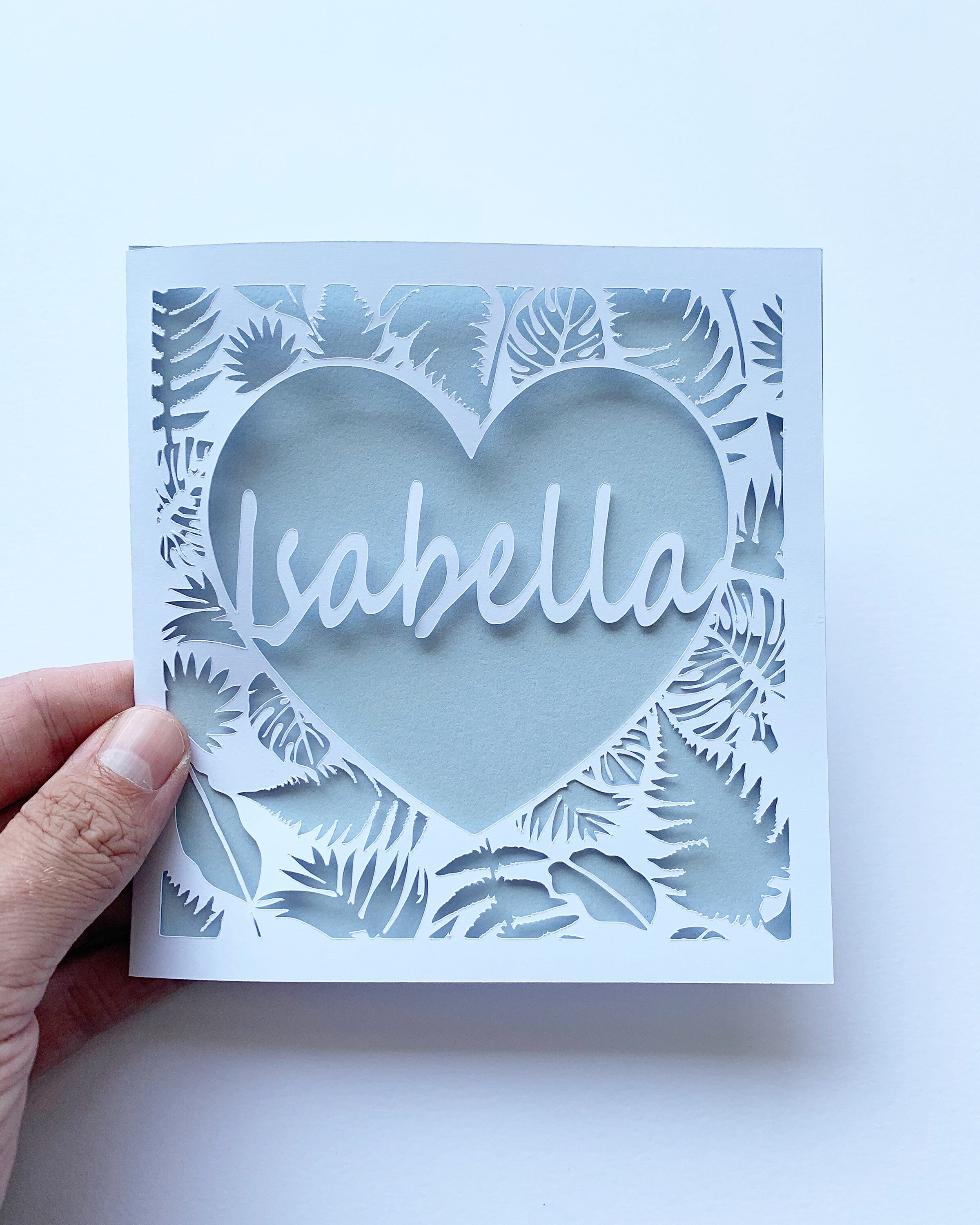 Personalised Floral Papercut Name Card Wedding Card | Etsy