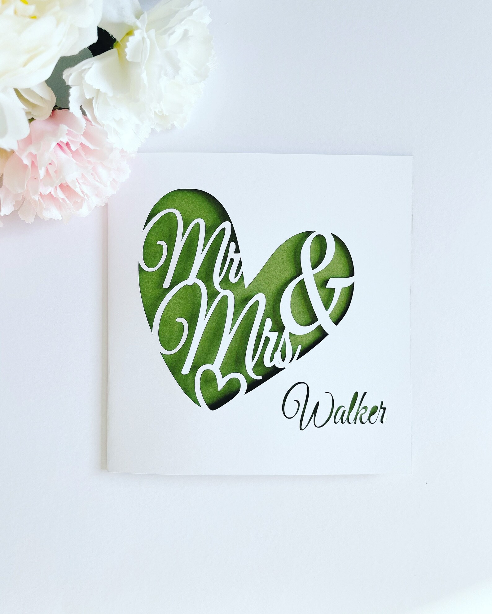 Personalised Heart Papercut Name Card Wedding Card Unique - Etsy UK