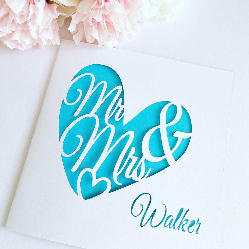Personalised Heart Papercut Name Card Wedding Card Unique - Etsy
