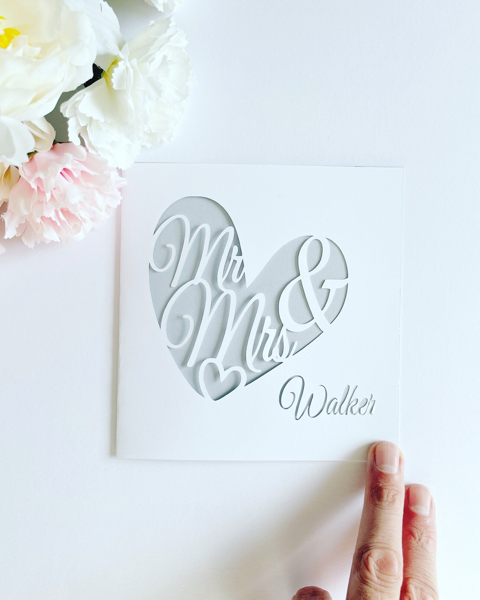Personalised Heart Papercut Name Card Wedding Card Unique - Etsy UK