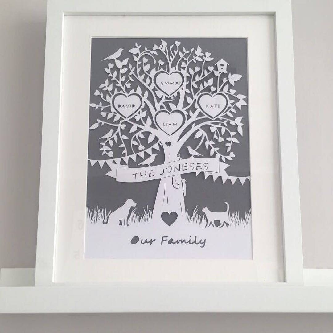 Personalised Family Tree Papercut, Family Tree Gift, Family Tree ...