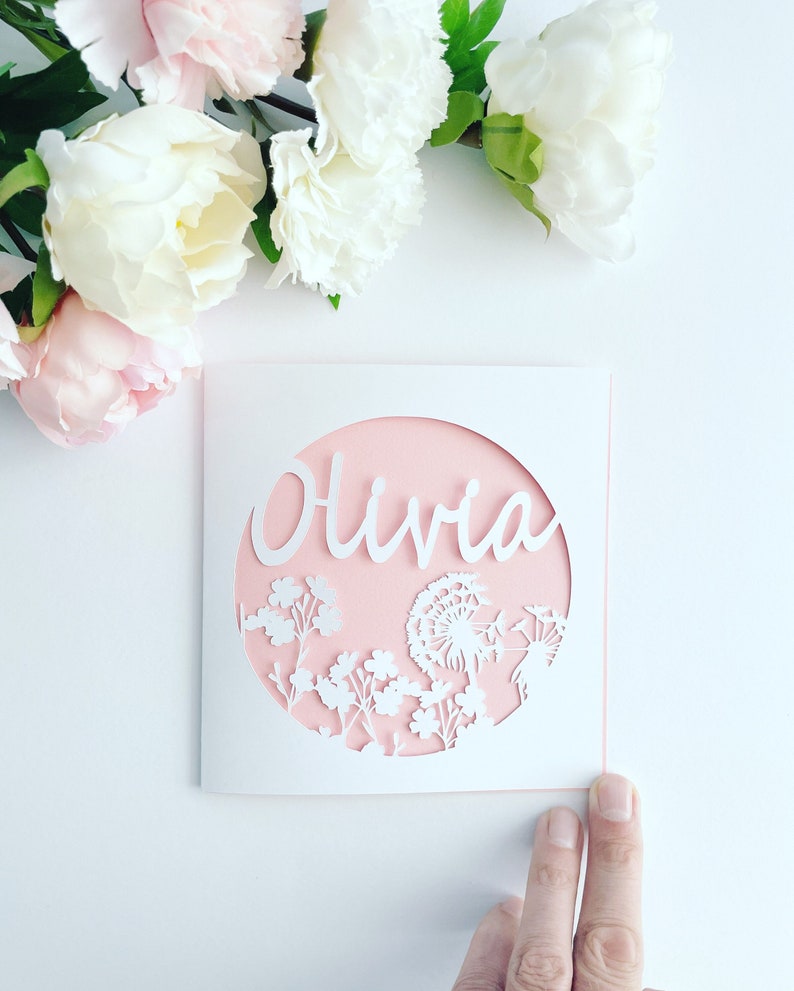 Personalised Floral Papercut Name Card Wedding Card - Etsy UK
