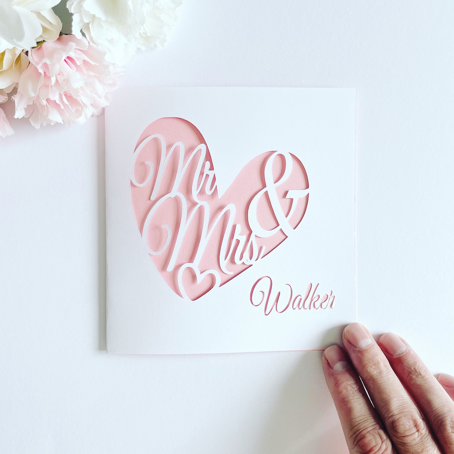 Personalised Heart Papercut Name Card Wedding Card Unique - Etsy UK