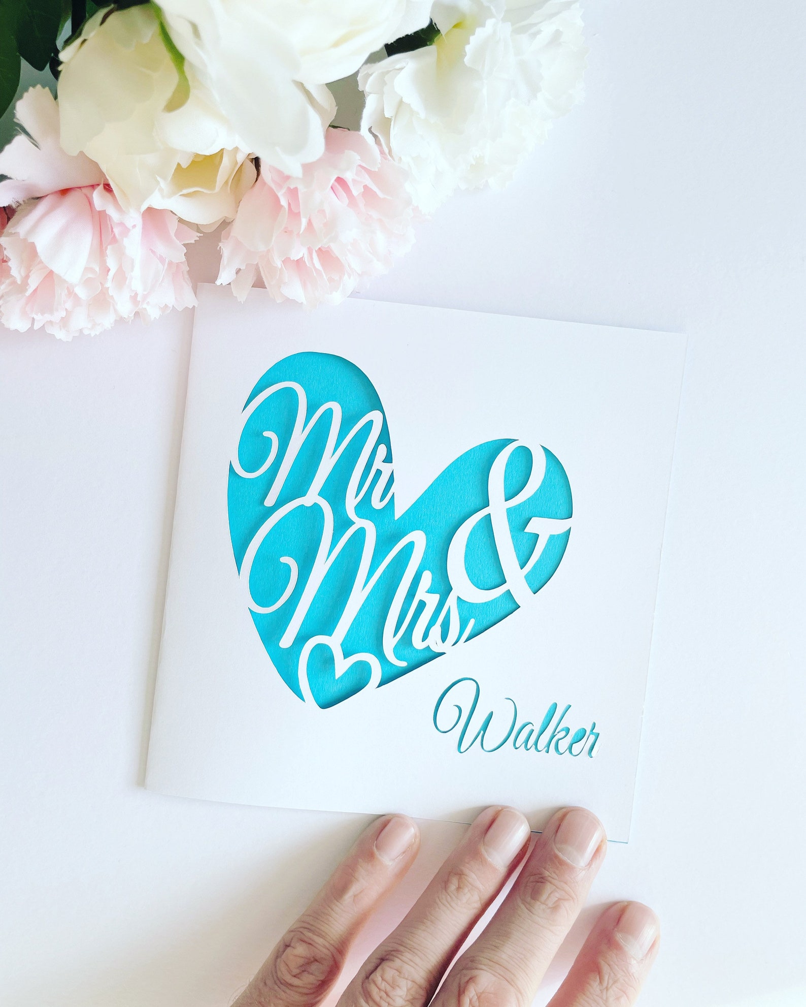 Personalised Heart Papercut Name Card Wedding Card Unique - Etsy UK